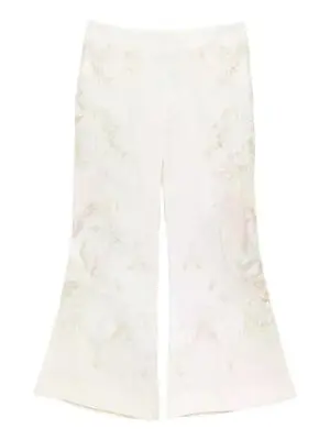 Zimmermann Cropped Floral-print Flared Trousers - Neutrals