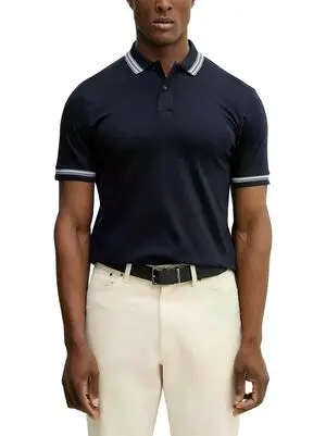 BOSS Striped-trim Polo Shirt - Blue