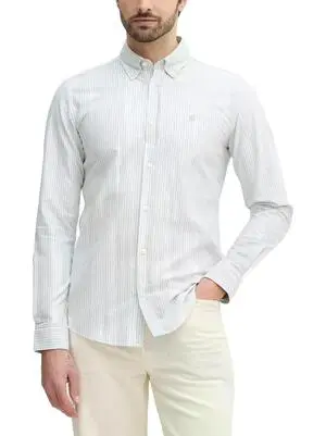 BOSS Striped Button Shirt - White
