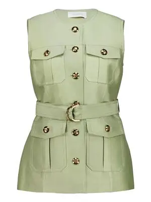 Zimmermann Luna Wool Silk Utility Vest - Green