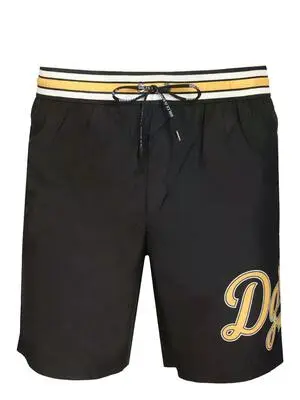 Dolce & Gabbana Logo Stripe Swim Shorts - Black