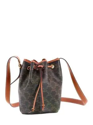 CELINE Drawstring Triomphe Coated Canvas Small Bucket Bag