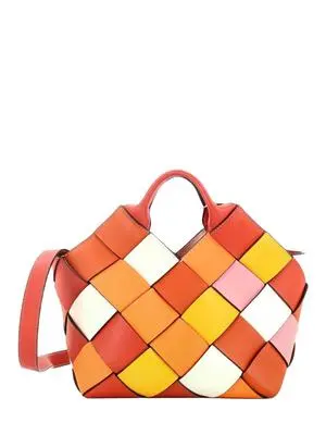 Loewe Woven Basket Leather Tote Bag - Multicolour