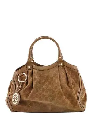 Gucci Sukey Tote Gg Corduroy Medium Satchel - Brown