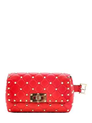 Valentino Garavani Rockstud Spike Quilted Leather Belt Bag - Red