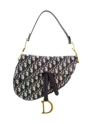 Dior Christian Dior Saddle Oblique Canvas Medium Shoulder Bag Blue