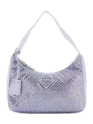 Prada Re-edition 2000 Crystal Embellished Mini Hobo Bag - Purple