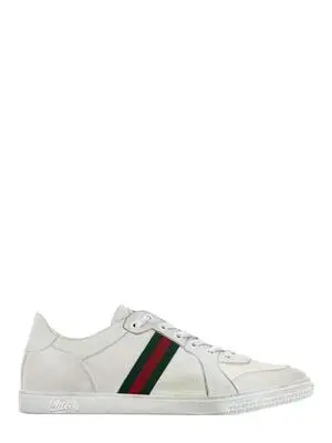 Gucci Stripe-detail Leather Sneakers - White