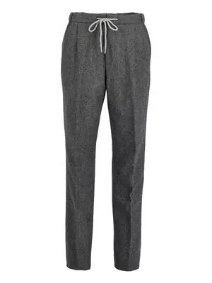 Vintage Drawstring-waist Wool Trousers - Grey