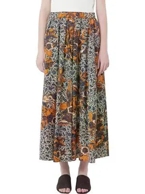 Max Mara Floral-print Cotton Midi Skirt - Blue