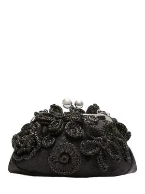 Max Mara Pasticcino Floral-details Chain Shoulder Bag - Black