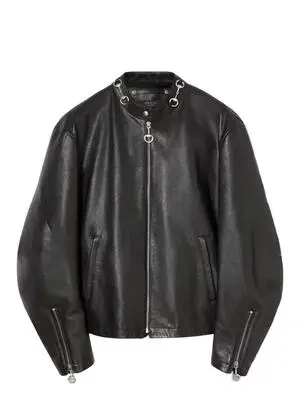 Gucci Horsebit-detail Leather Biker Jacket - Black