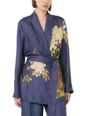 Max Mara Floral-print Belted Tunic - Blue