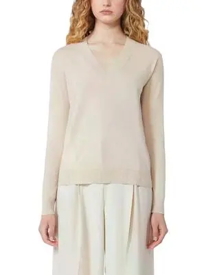 MAX MARA V-Neck Sweater With Ribbed Hem