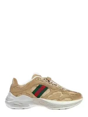 Gucci Gg Monogram Leather Sneakers - Neutrals
