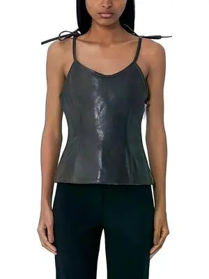 Our Legacy Tie-straps Leather Corset Top - Brown