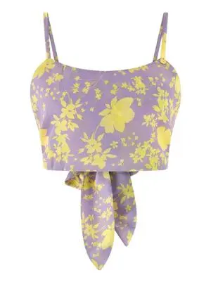 CATALINA D'ANGLADE Floral-print Crop Top - Purple