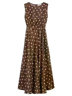 Max Mara Martina Polka-dot Midi Dress - Brown