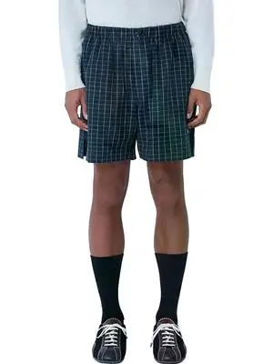 WALES BONNER Checked Tailored Shorts - Blue