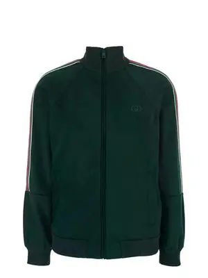 Gucci Zipped Sweatshirt With Embroidered Logo - Green