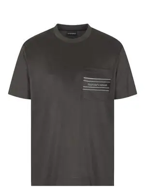 Emporio Armani Chest-pocket Striped T-shirt - Grey