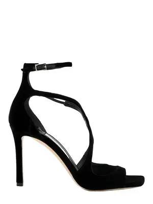 JIMMY CHOO Azia Square Toe Strap Sandals - Black