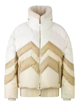 Bogner Detachable Collar Chevron Puffer Jacket - Neutrals