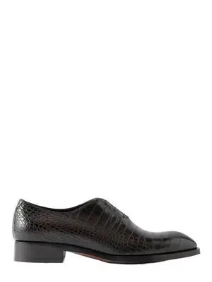 TOM FORD Elkan Crocodile-effect Oxford Shoes - Brown