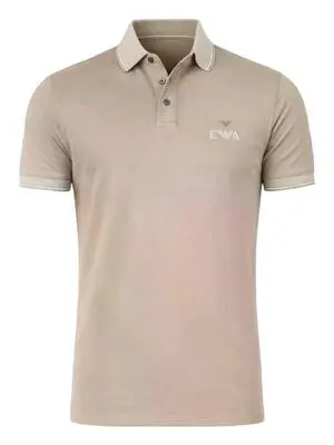 Emporio Armani Logo-print Piqué Polo Shirt - Brown