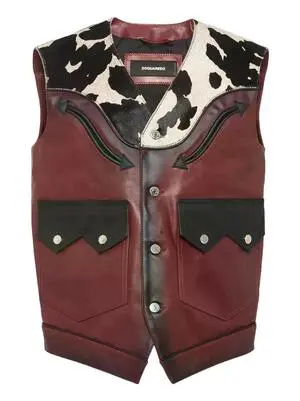 Dsquared2 Cow-print Leather Gilet - Red