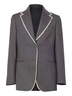 Officine Générale Pinstripe Frayed Blazer - Grey