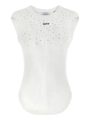 Off-White Ribbed Tank Top - White