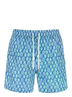 Fedeli Printed Swimming Shorts - Blue