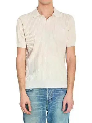 ROBERTO COLLINA Ribbed Pocket Polo Shirt - Neutrals
