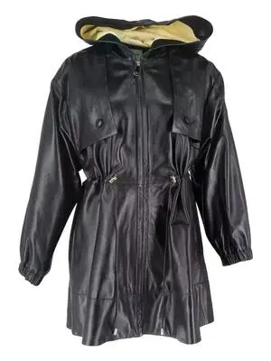 Sandro Leather Trench Coat - Black