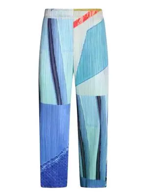 Issey Miyake Printed Pleated Trousers - Blue