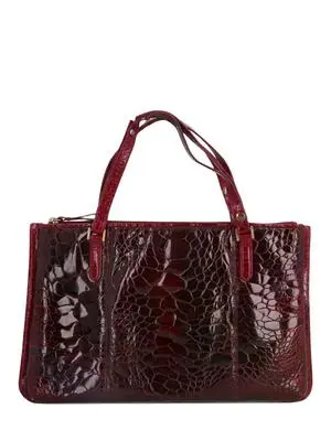 Vintage Croc-embossed Shoulder Bag - Red