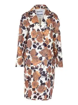Essentiel Antwerp Floral-print Double-breasted Coat - Neutrals