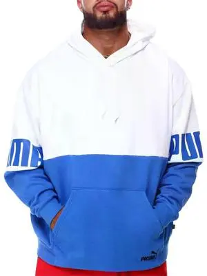 PUMA Color Block Logo Hoodie - White