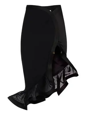 Elisabetta Franchi Ruffled-hem Wrap Midi Skirt - Black