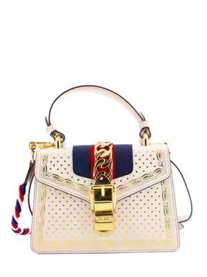 Gucci Sylvie Mini Printed Leather Top Handle Bag - Neutrals