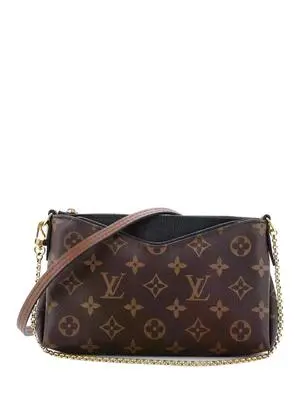 LOUIS VUITTON Pallas Monogram Canvas Leather Clutch Bag - Brown