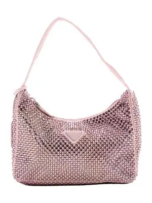 Prada Re-edition 2000 Crystal Embellished Mini Hobo Bag - Pink