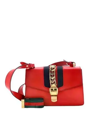 Gucci Sylvie Leather Small Shoulder Bag - Red