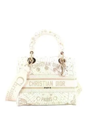Dior Lady D-lite Embroidered Canvas Medium Satchel - Neutrals