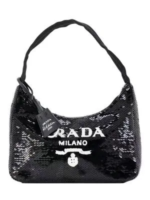 Prada Re-edition 2000 Sequins Mini Hobo Bag - Black