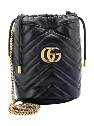 Gucci Gg Marmont Matelassé Leather Mini Bucket Bag - Black