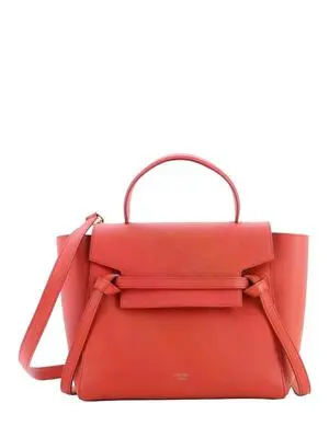Celine Leather Micro Satchel Belt Bag - Red