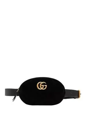 Gucci Gg Marmont Matelassé Velvet Belt Bag - Black