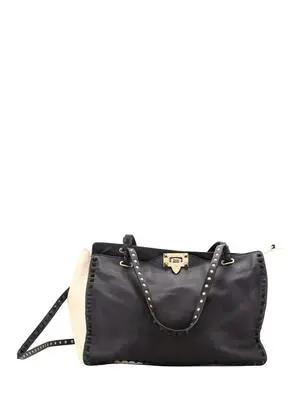 Valentino Garavani Rockstud Soft Leather Medium Tote Bag - Black